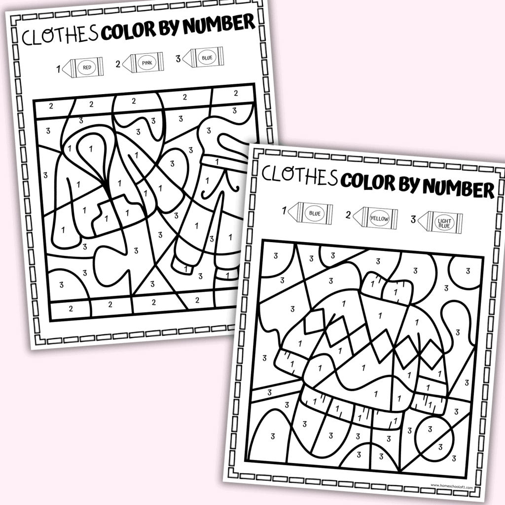 Clothes Color By Number Printables
