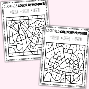 Clothes Color By Number Worksheets (9 Printable Pages for Kids)