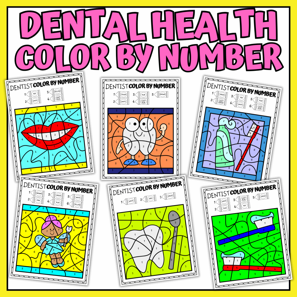Dental Health Color By Number Worksheets