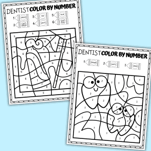 Dental Health Color By Number Worksheets