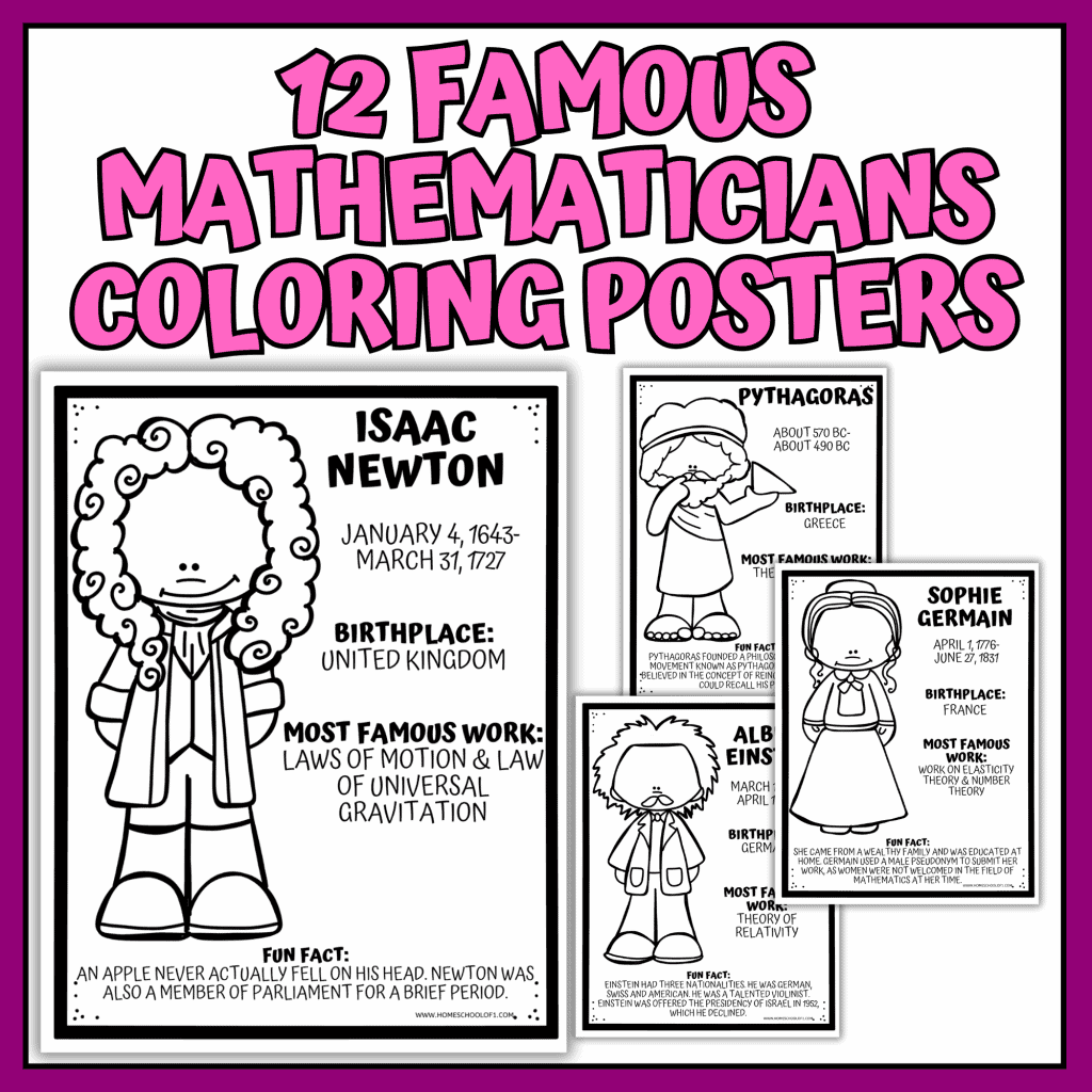 Famous Mathematicians Posters To Color