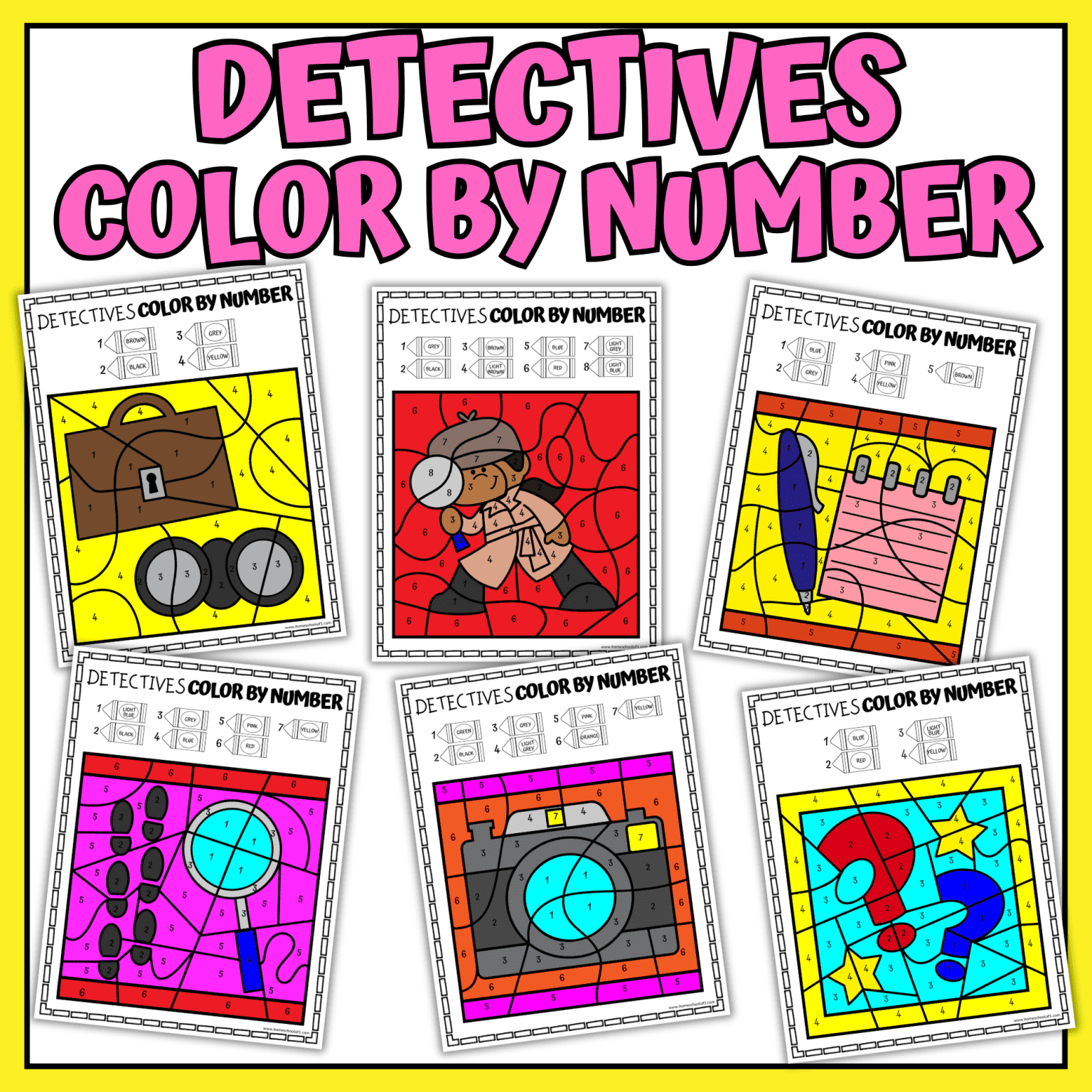 Detectives Color By Number Printables