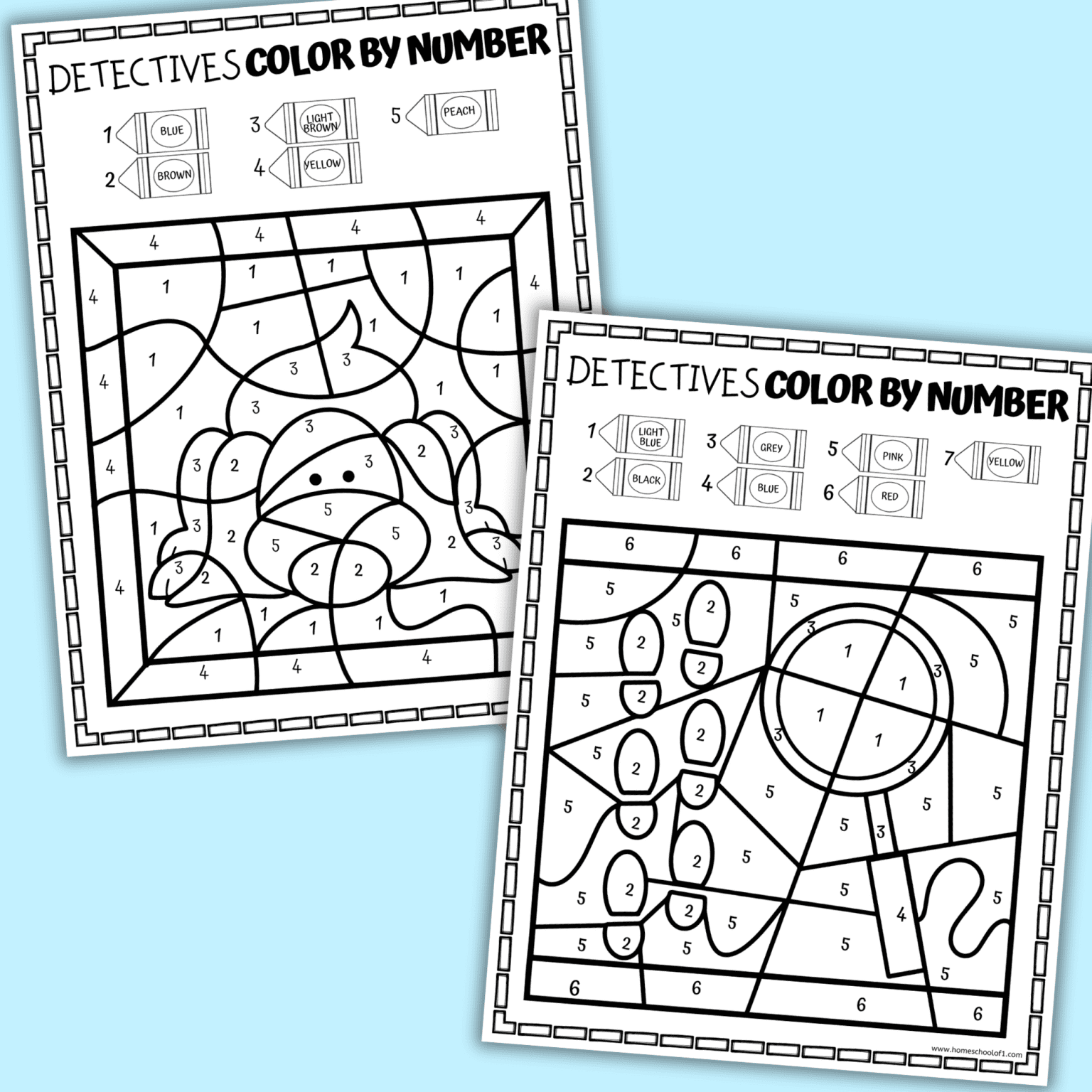 Detectives Color By Number Printables