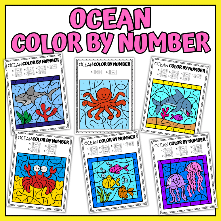 Ocean Color By Number Printables