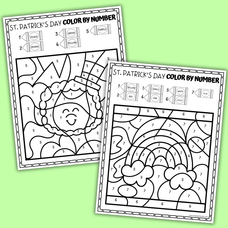 St Patrick's Day Color By Number Printables