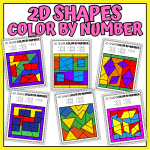 2D Shapes Color by Number Worksheets for Kids