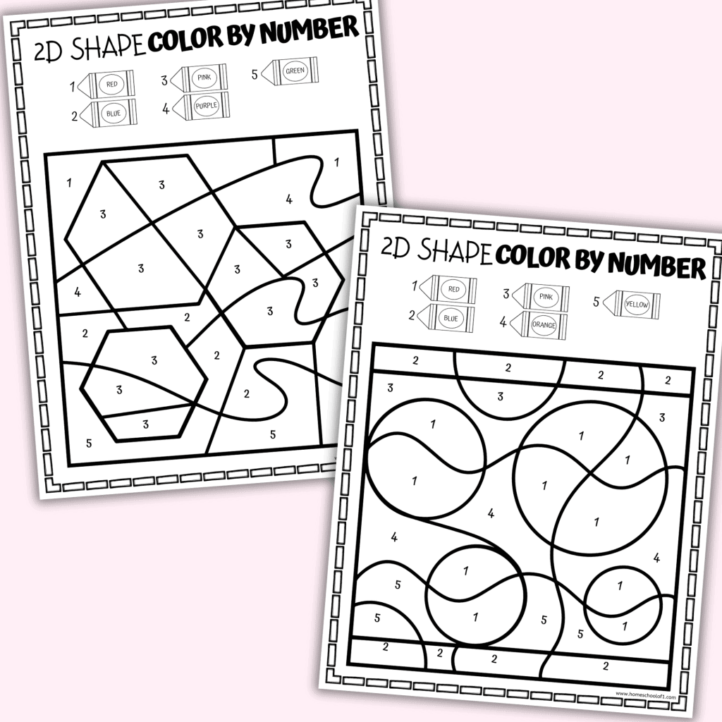 2D Shapes Color By Number Printables