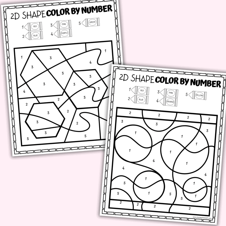 2D Shapes Color By Number Printables – Fun Geometry Practice