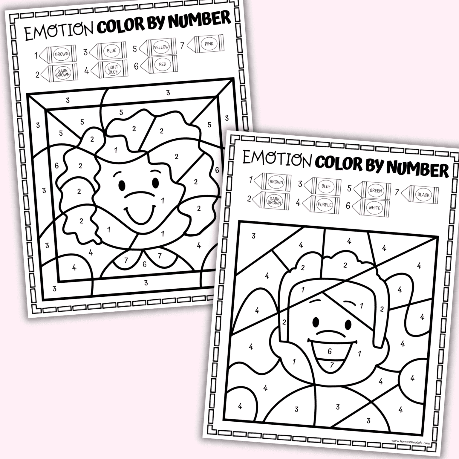 Emotions Color By Number Printables