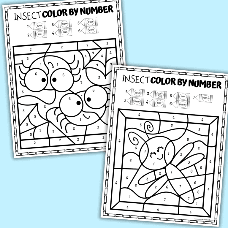Insects Color By Number Printables