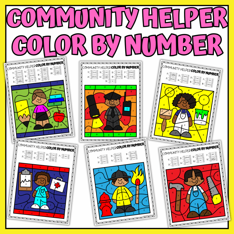 Community Helpers Color By Number Printables