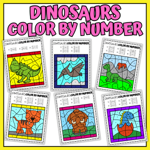 Fun Dinosaur Color By Number Printables for Kids