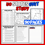50 States Unit Study (90 Pages for Preschool - High School)