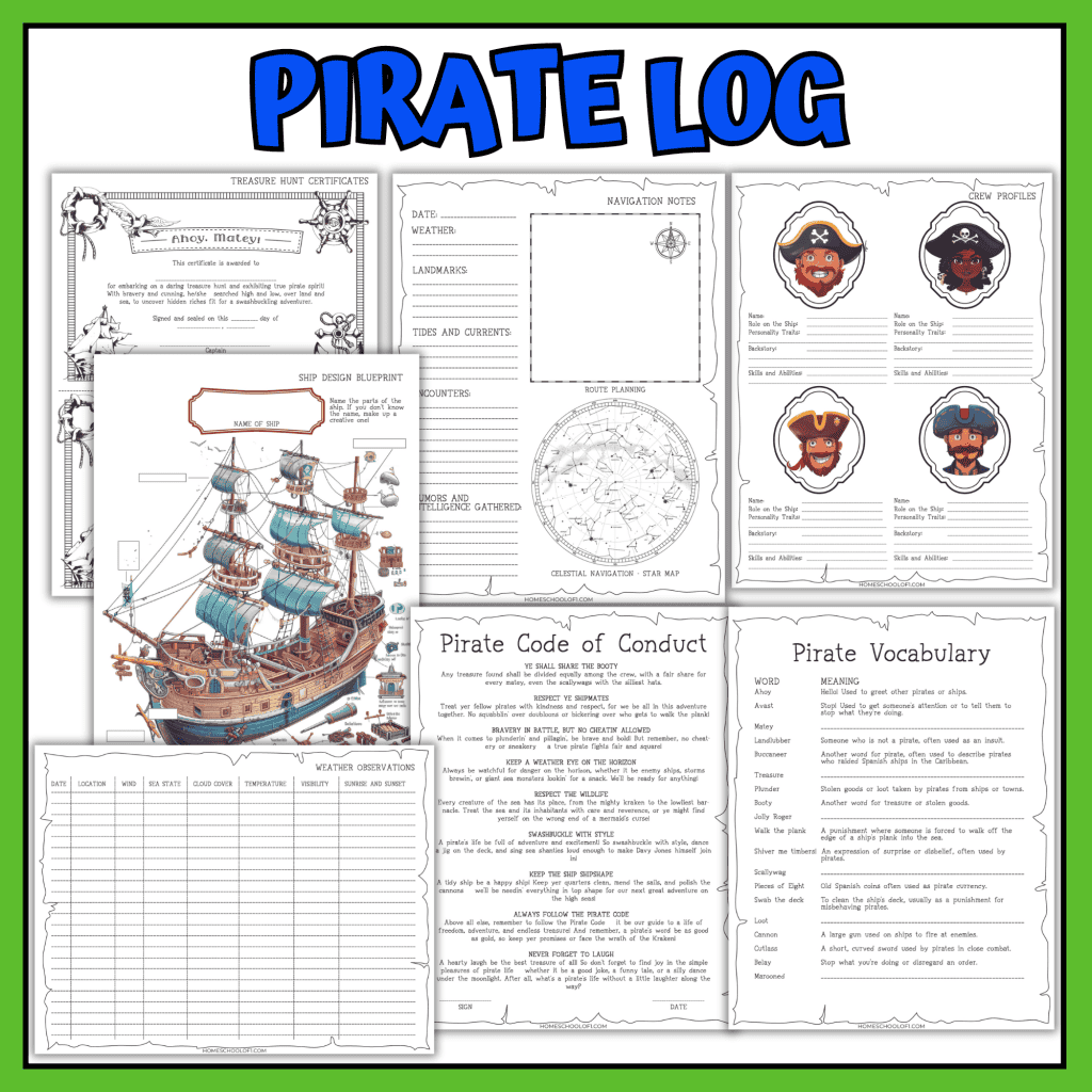 Pirate Captain's Log Worksheet - Homeschool of 1 Shop