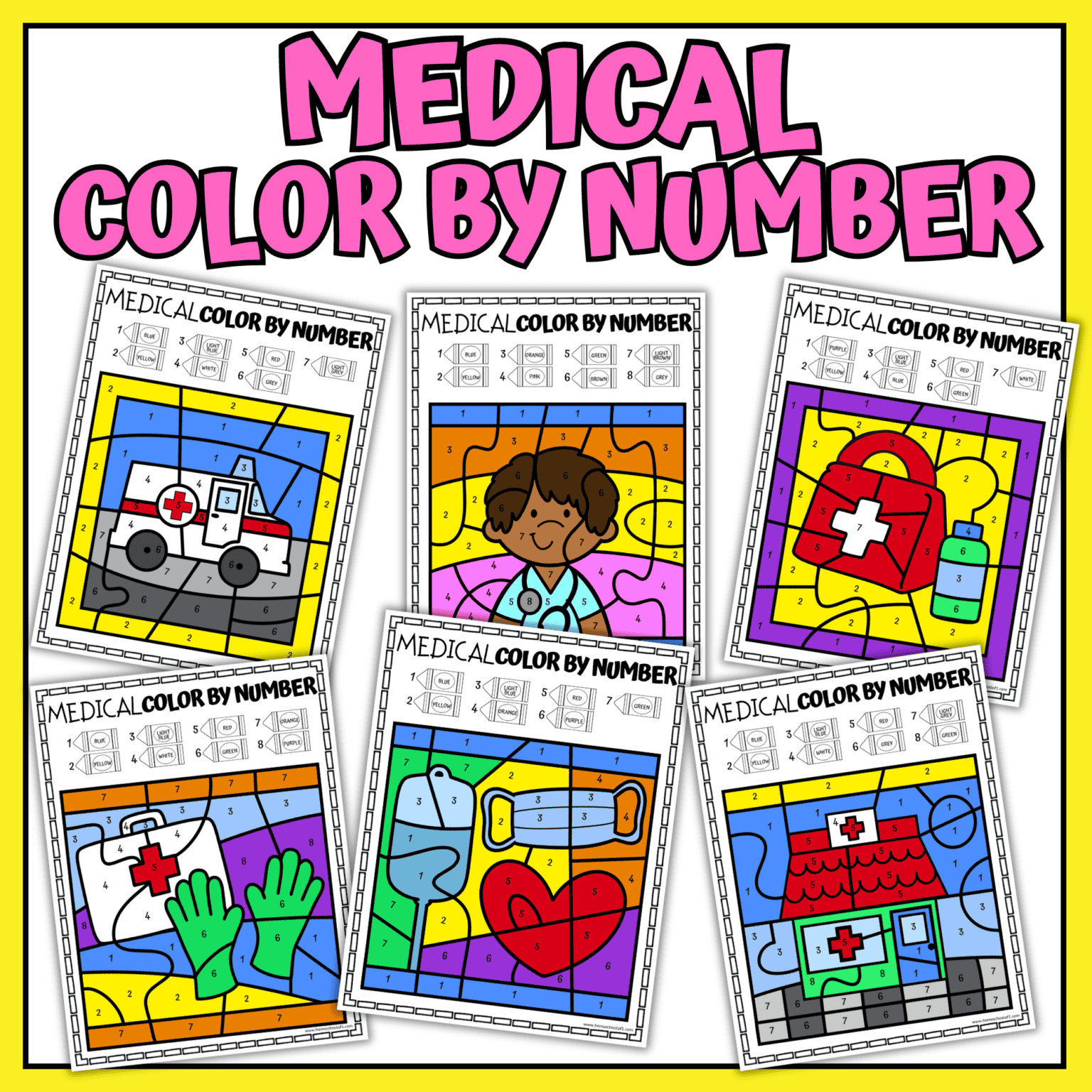 Medical Color By Number Printables
