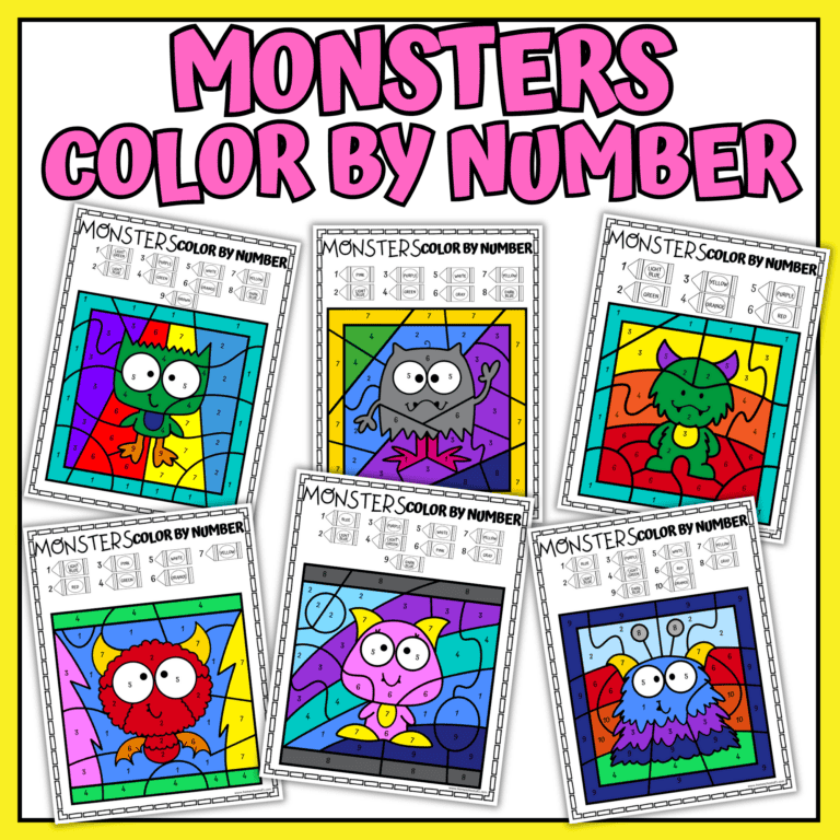 Monster Color By Number - Homeschool of 1 Shop