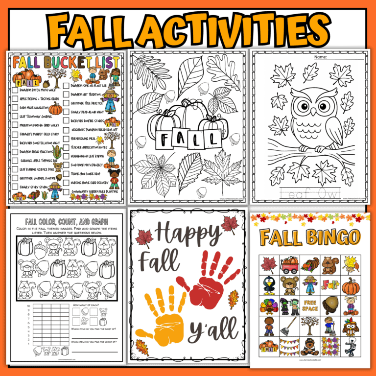 Fall Activity Bundle for Kids – 129 Pages of Autumn Worksheets