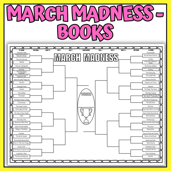 March Madness Books Bracket PDF | Reading Activity for Students