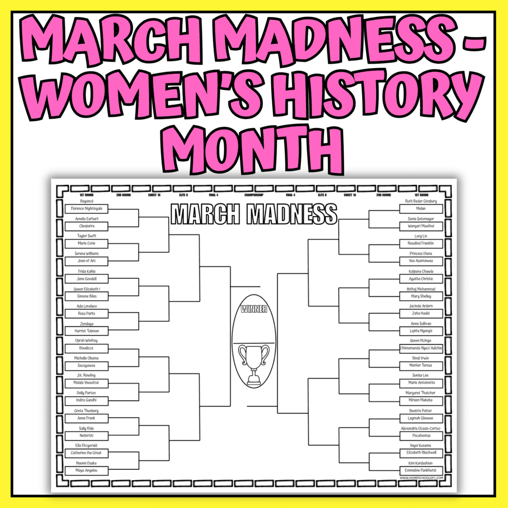 March Madness Bracket Printable | Women’s History Month Activity