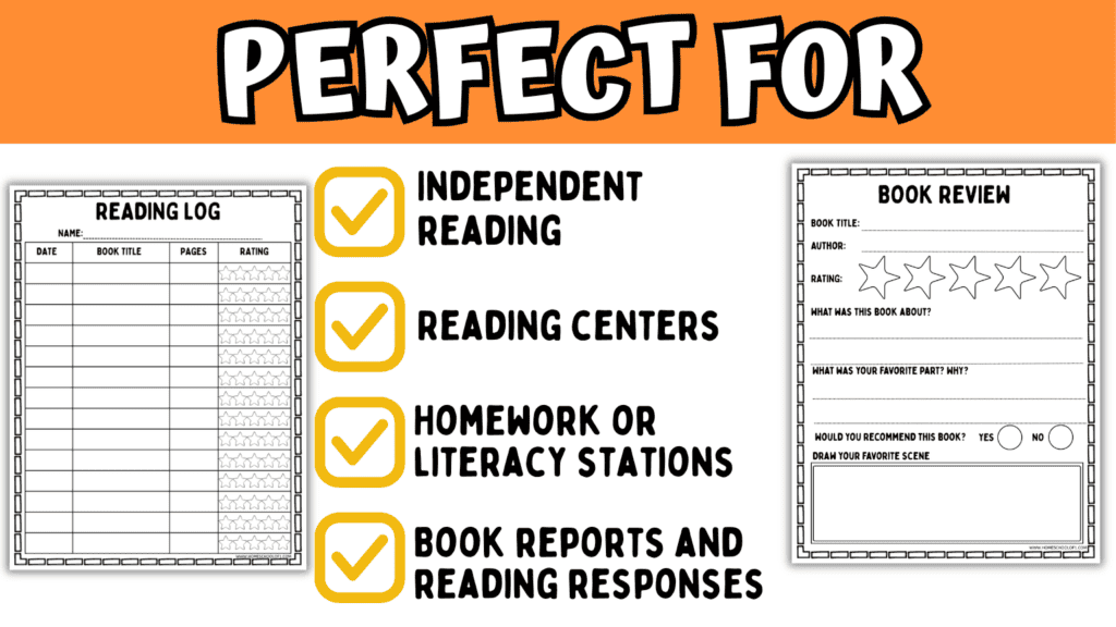 Reading Response Worksheets & Reading Log for Kids