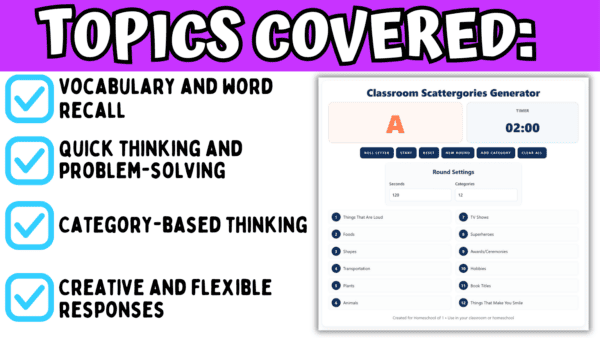 Online Scattergories for Classroom | With Printable Answer Sheets