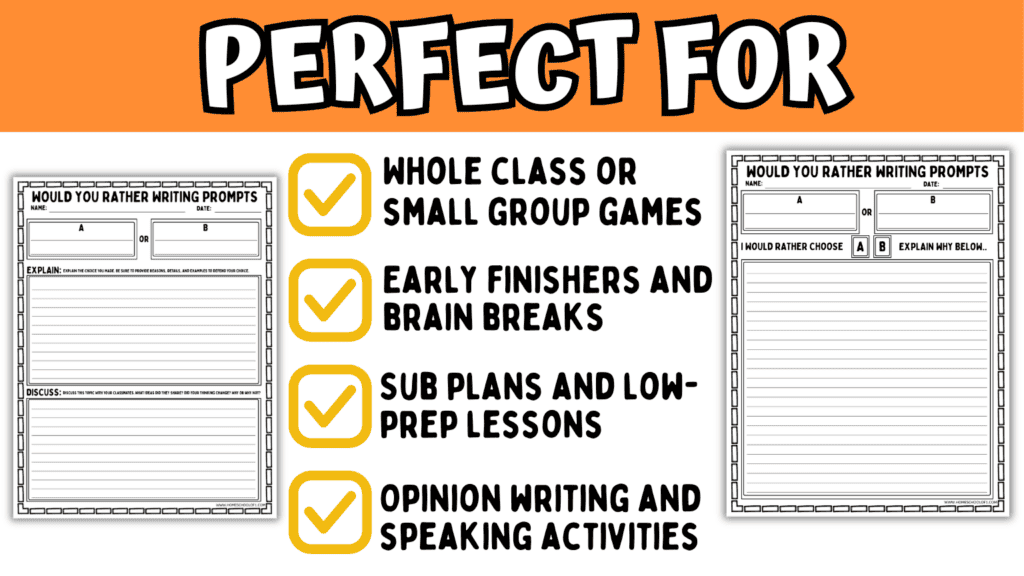 Online Classroom Would You Rather Generator + Writing Prompts
