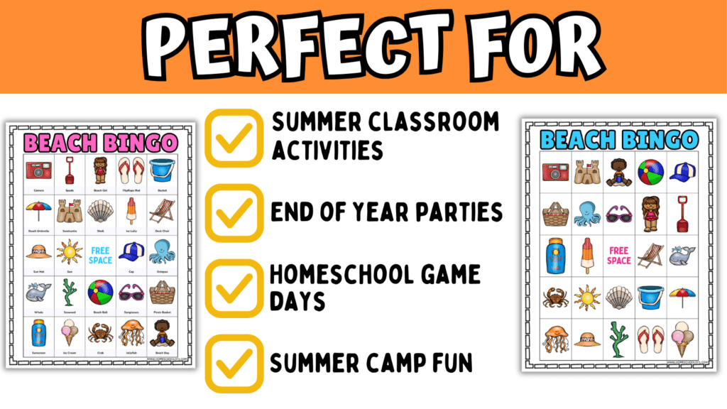 Beach Bingo Printable (90 Unique Bingo Boards for Kids)